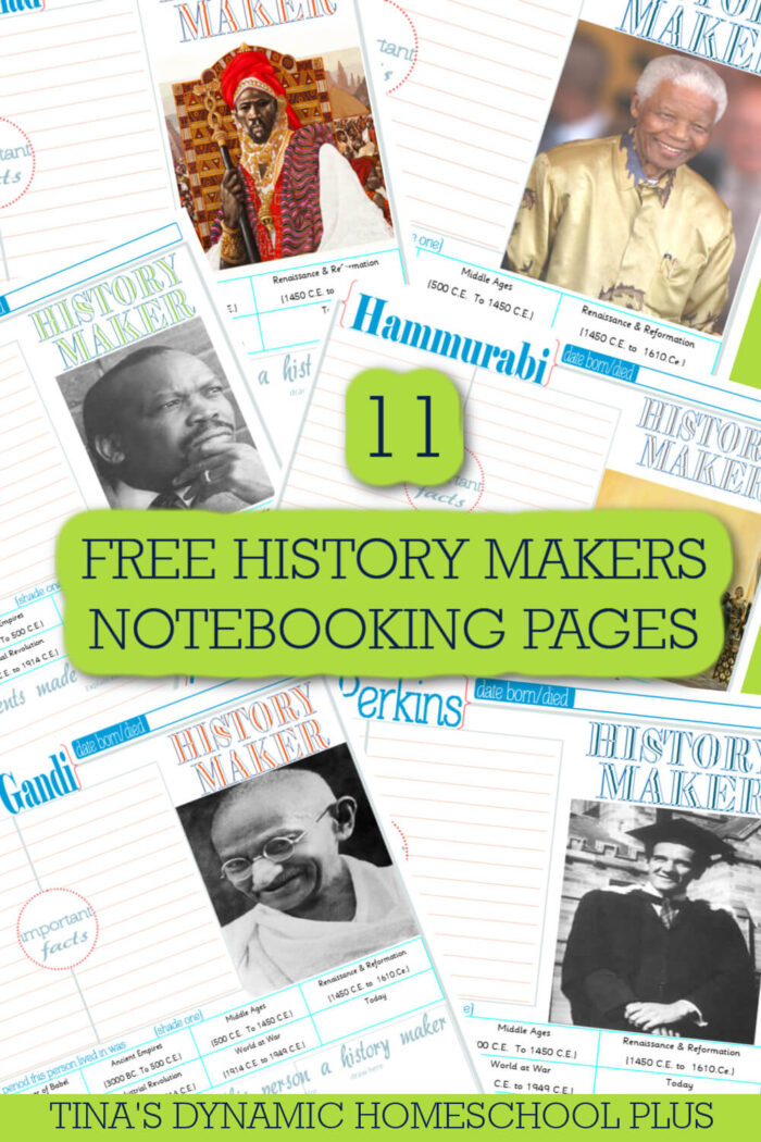 History Makers Notebooking Pages. Set 2