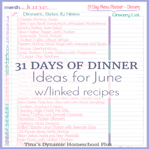 31 Days of Dinner Ideas for June (rock your homeschool)