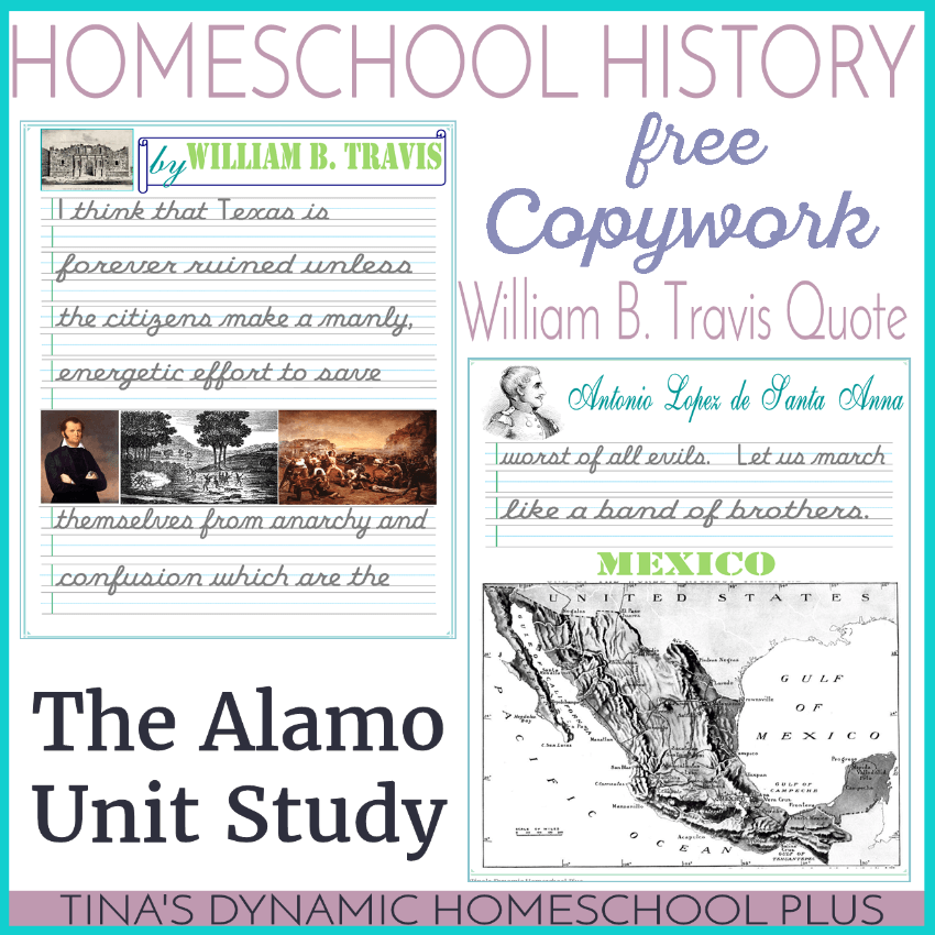 Homeschool History Copywork - William B. Travis Quote