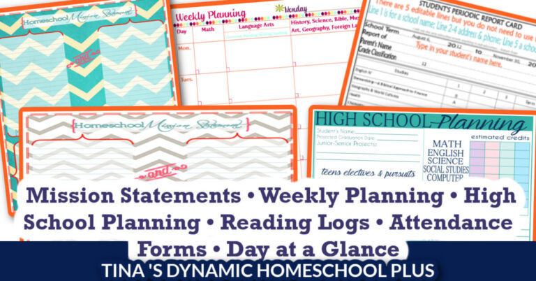 Free Colorful Homeschool Planner Plus With Attendance & Reading Logs ...