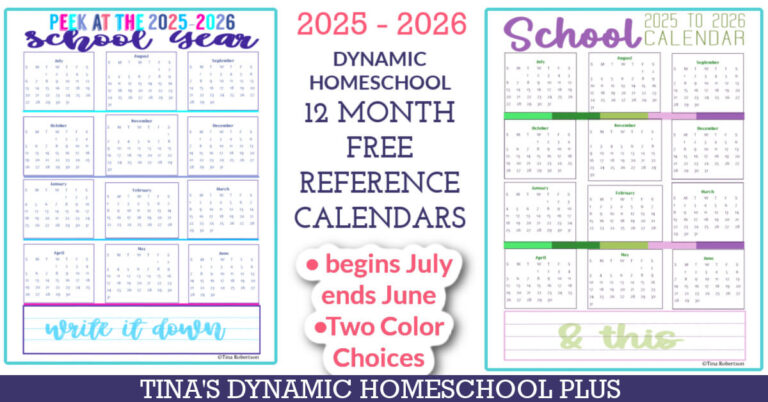 Free Beautiful 2025-2026 Homeschool Yearly Calendars On One Page