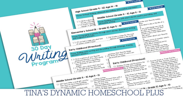 Free 30 Days PreK To High School Simple Writing Activities