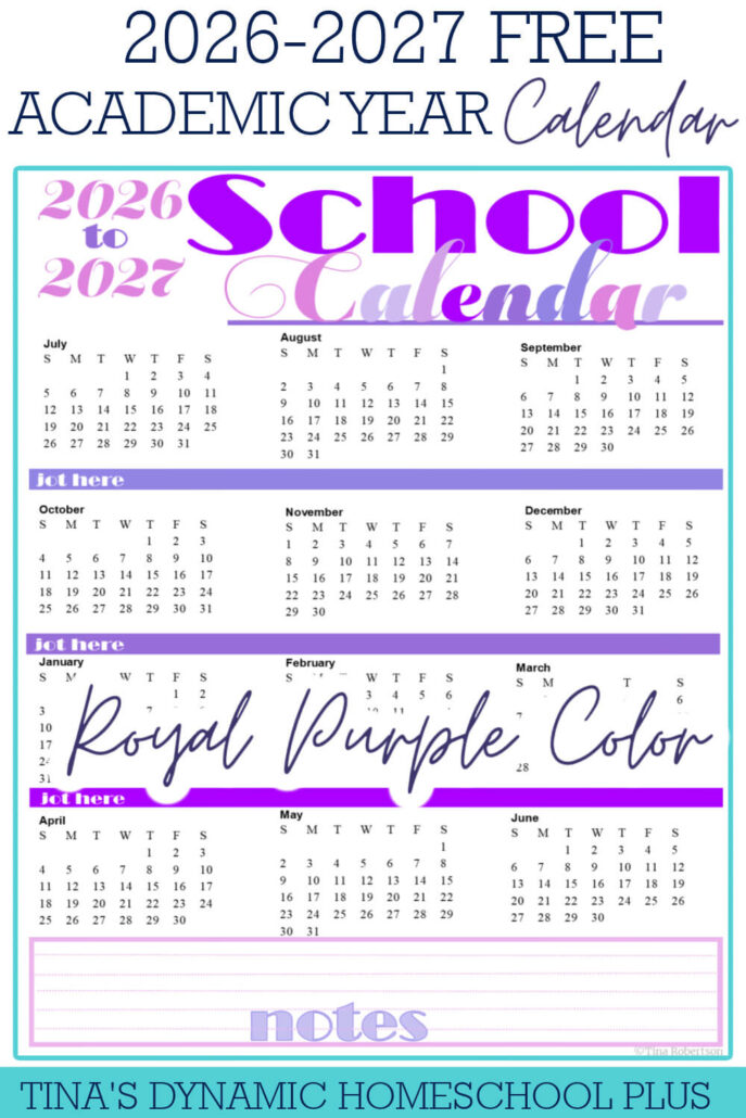 Beautiful Free Printable Yearly Calendar 2026 - 2027
