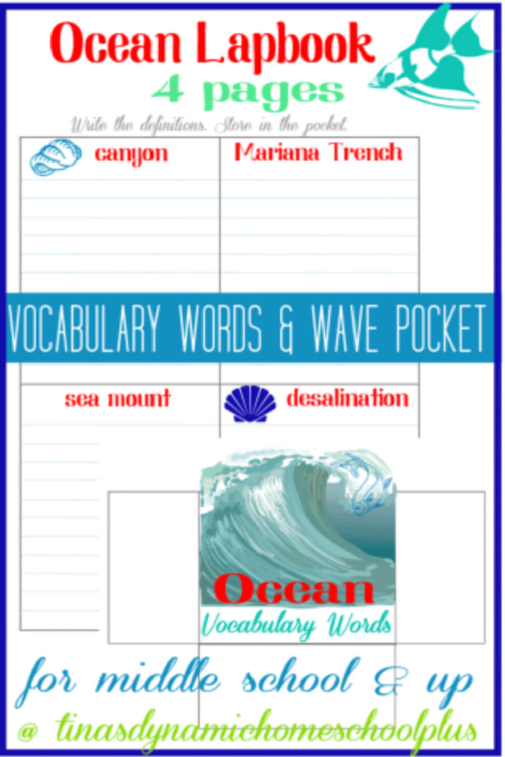 Ocean Unit Study: Vocabulary Words-Wave Pocket