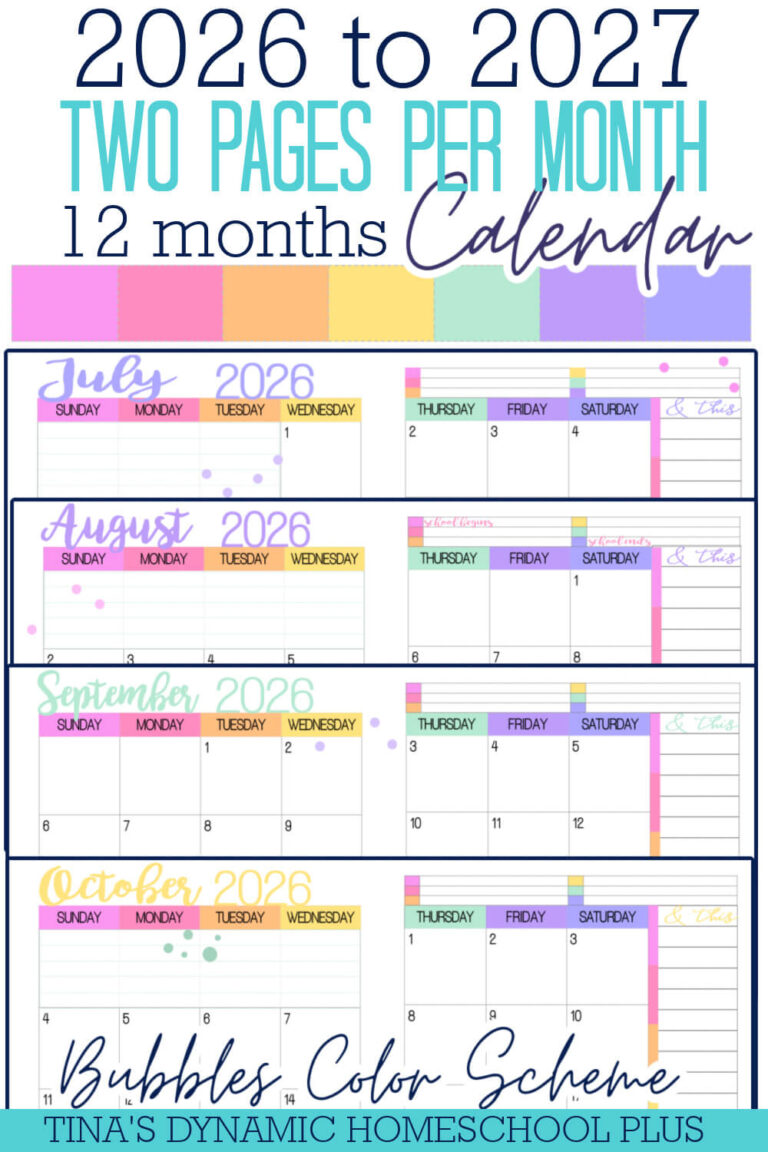 Beautiful And Colorful Printable Calendars 2026 to 2027