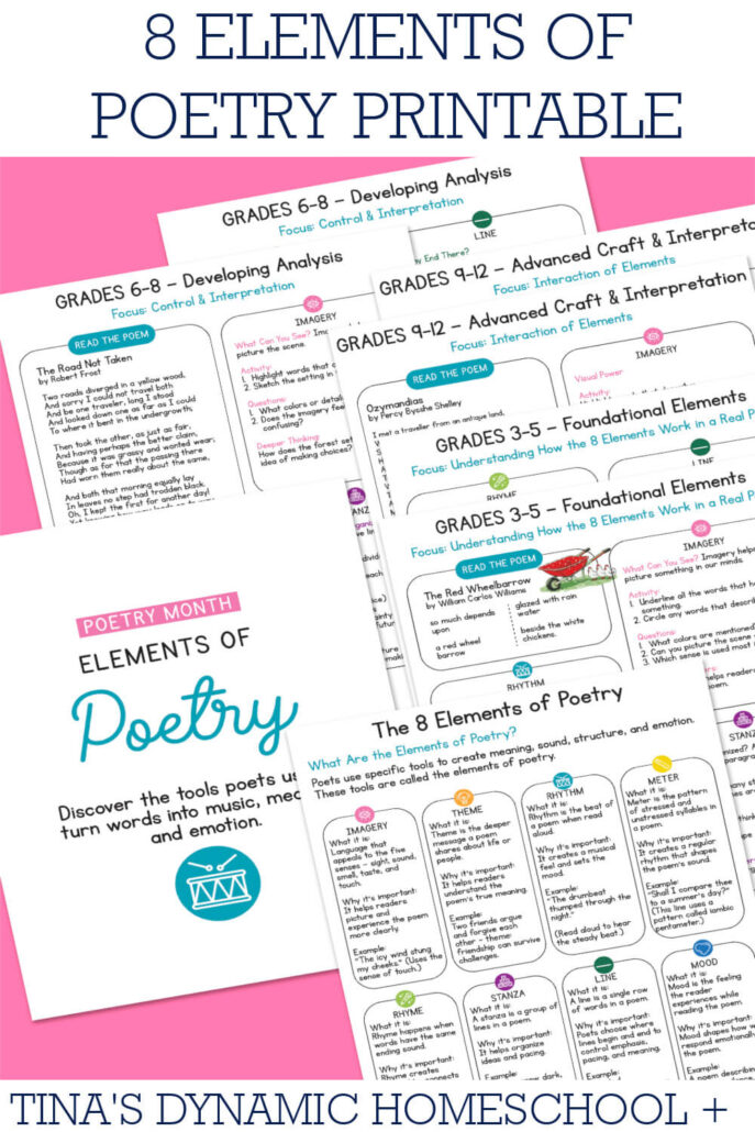 Free and Easy 8 Elements for Poetry Printables
