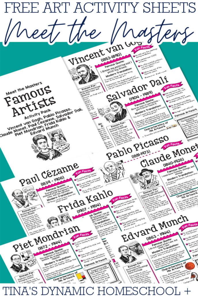 Free Meet The Masters Famous Artist Activity Sheets