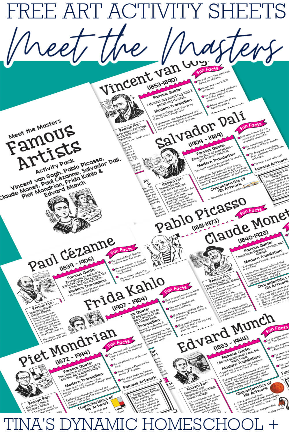 Free Meet The Masters Famous Artist Activity Sheets