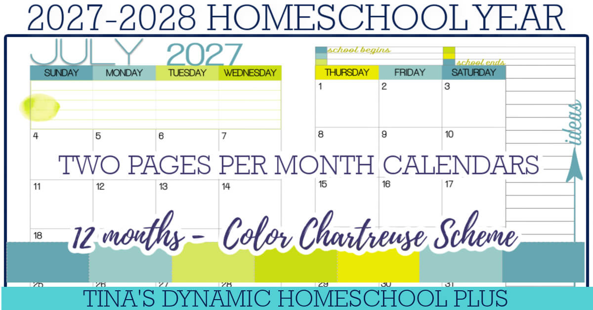 2027-2028 Year Beautiful Two Pages Per Month Printable Monthly Calendar